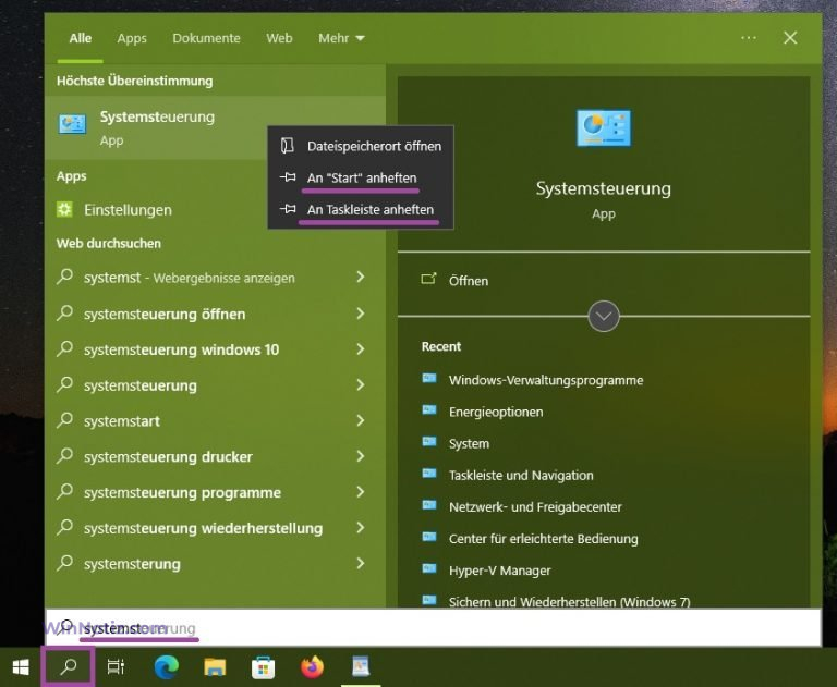 Klassische Systemsteuerung in Windows 10 öffnen - WinNotiz.com