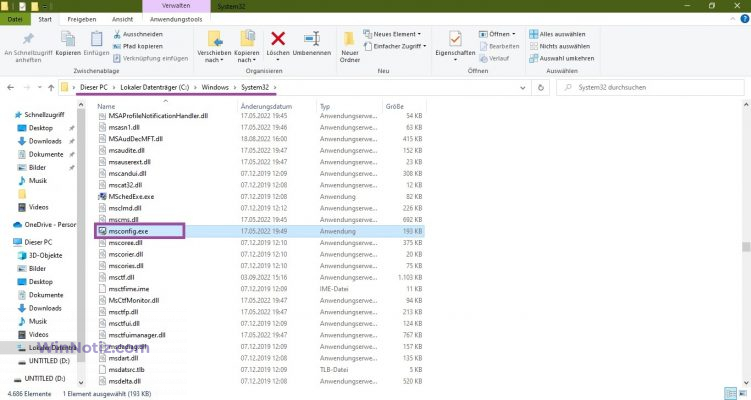 Dienstprogramm MSConfig in Windows öffnen - WinNotiz.com