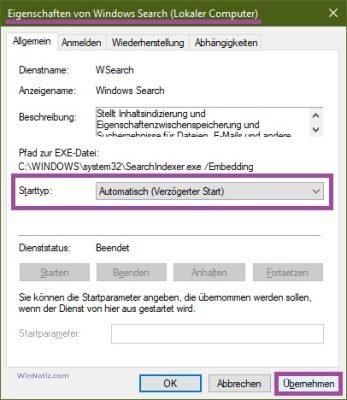 Search-Indizierung in Windows 10 aktivieren oder deaktivieren - WinNotiz.com