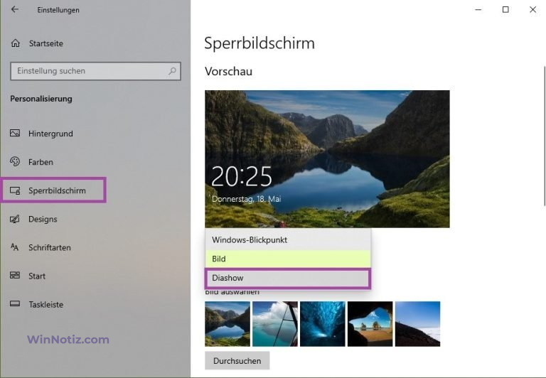 Sperrbildschirm und Lock Screen mit Diashow in Windows 10/11 einrichten ...