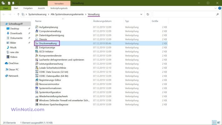 Druckerverwaltung unter Windows 10 öffnen - WinNotiz.com