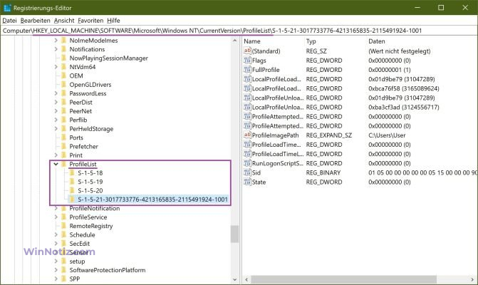 Windows User Sicherheitskennung (SID) auslesen - WinNotiz.com