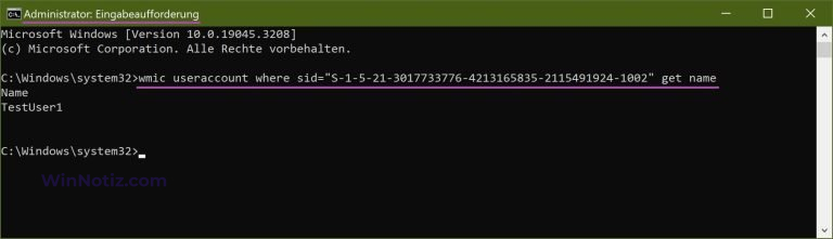 Windows User Sicherheitskennung (SID) auslesen - WinNotiz.com