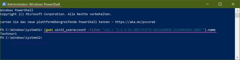 Windows User Sicherheitskennung (SID) auslesen - WinNotiz.com
