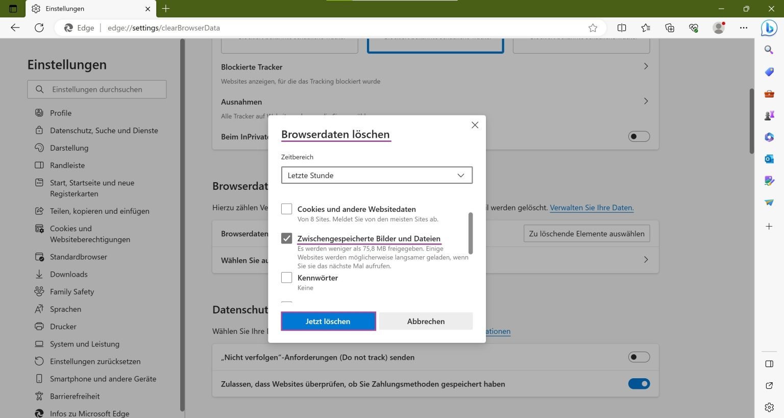Cache und Cookies in Microsoft Edge löschen - WinNotiz.com