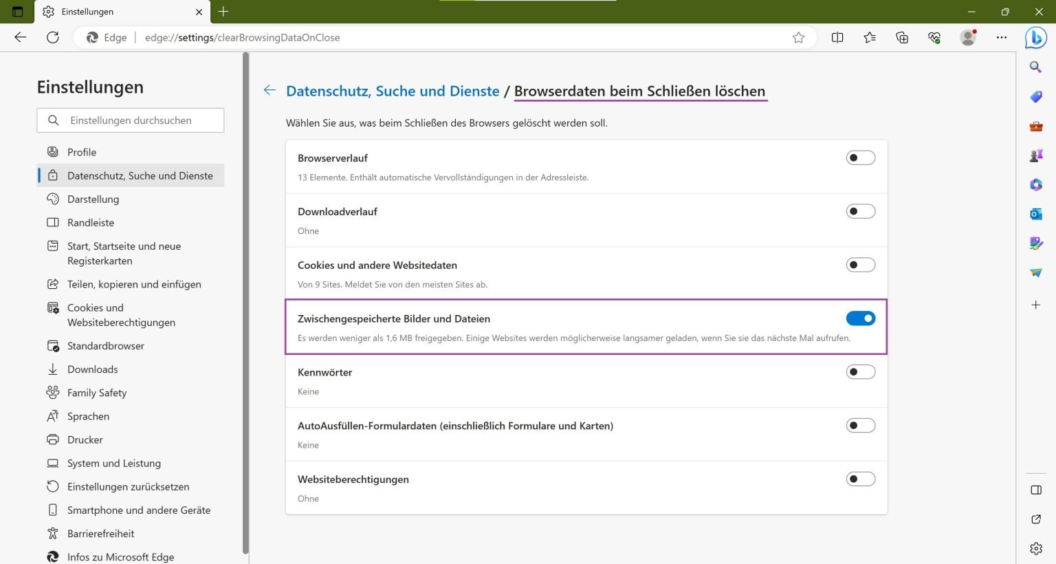 Cache und Cookies in Microsoft Edge löschen - WinNotiz.com