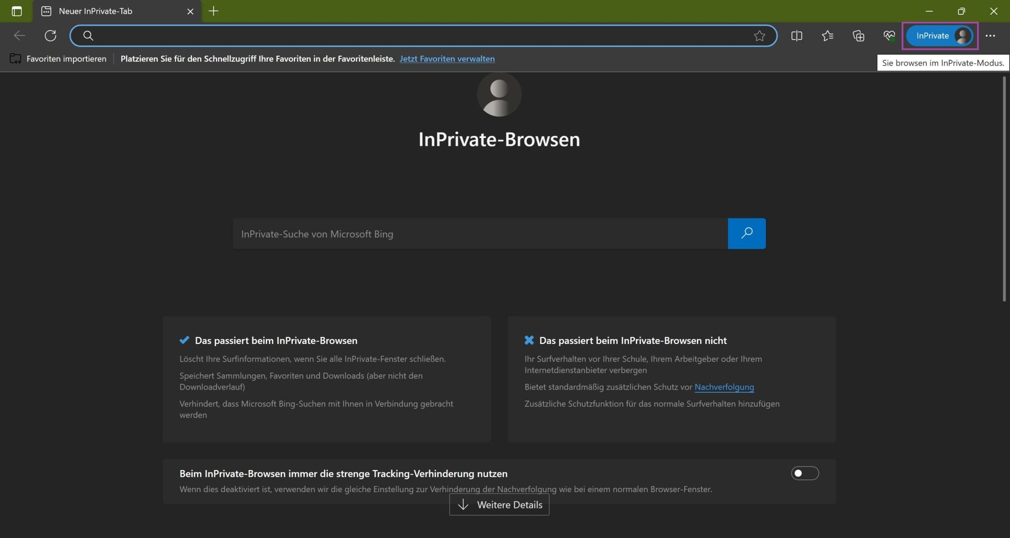 Edge-Browser im privaten Modus starten (InPrivate-Browsen) - WinNotiz.com