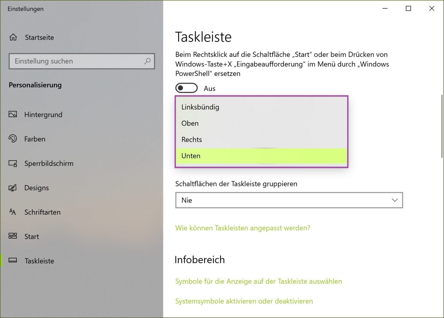 Windows 10 Taskleiste anpassen - WinNotiz.com