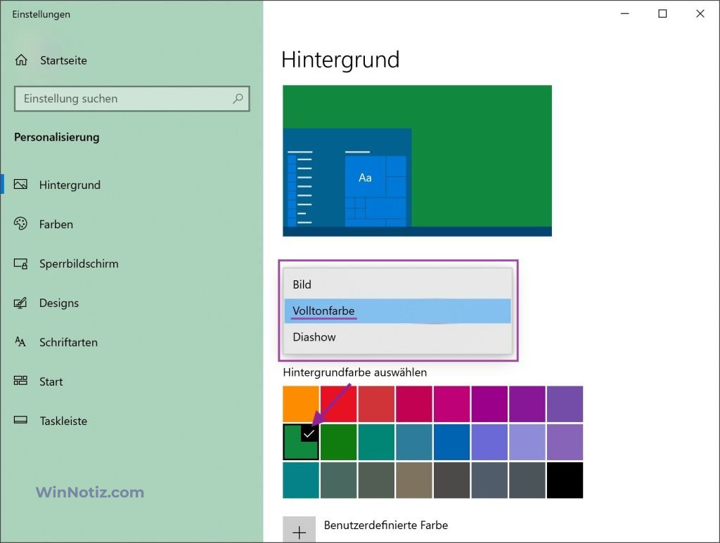 Hintergrundbild ändern - Windows 10 - WinNotiz.com
