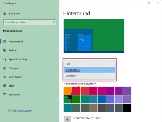 Hintergrundbild ändern - Windows 10 - WinNotiz.com
