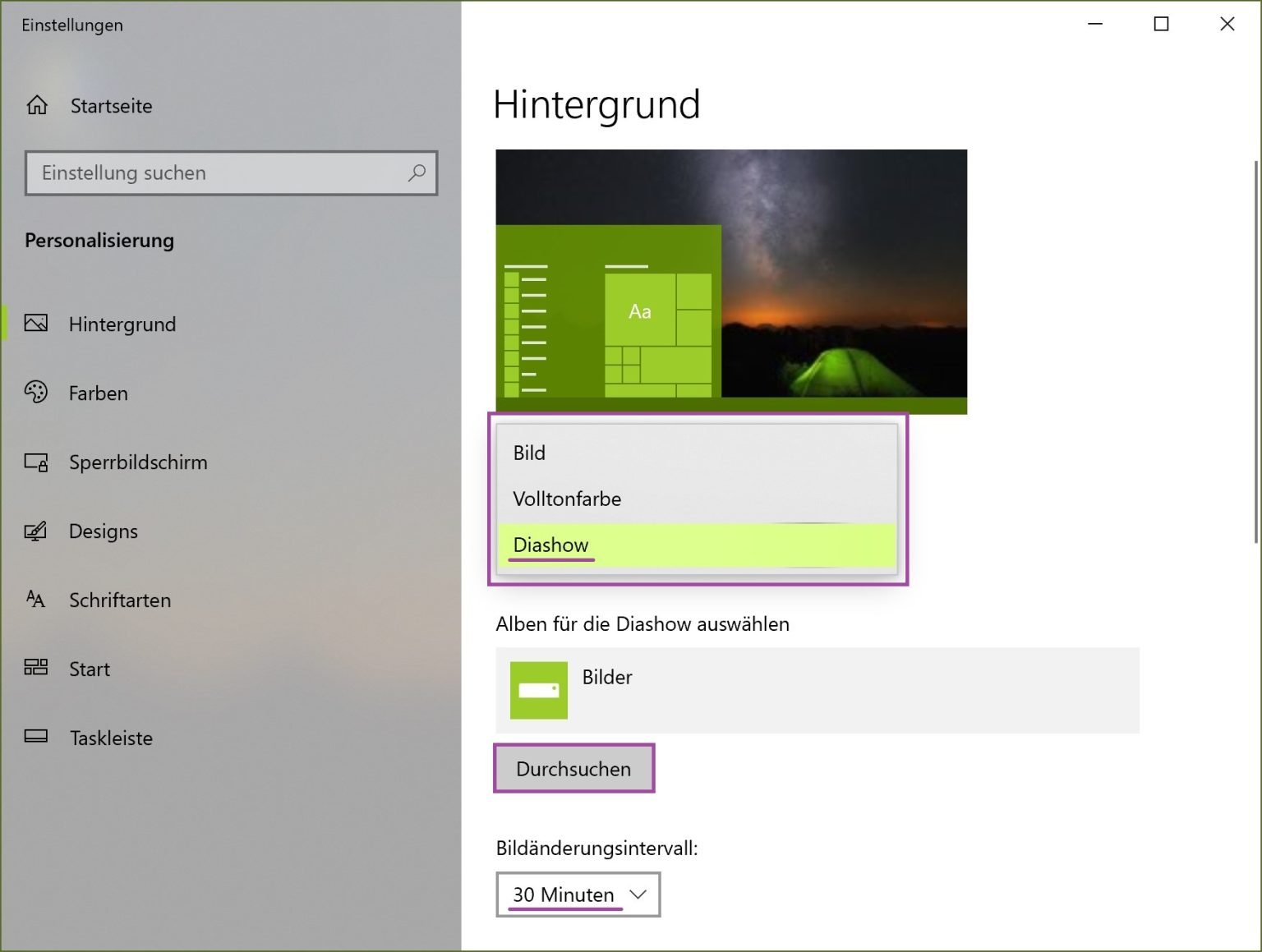 Hintergrundbild ändern - Windows 10 - WinNotiz.com