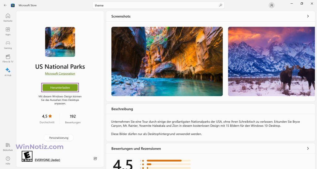 Hintergrundbild ändern - Windows 10 - WinNotiz.com