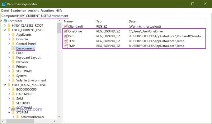 Umgebungsvariablen in Windows 10 - WinNotiz.com