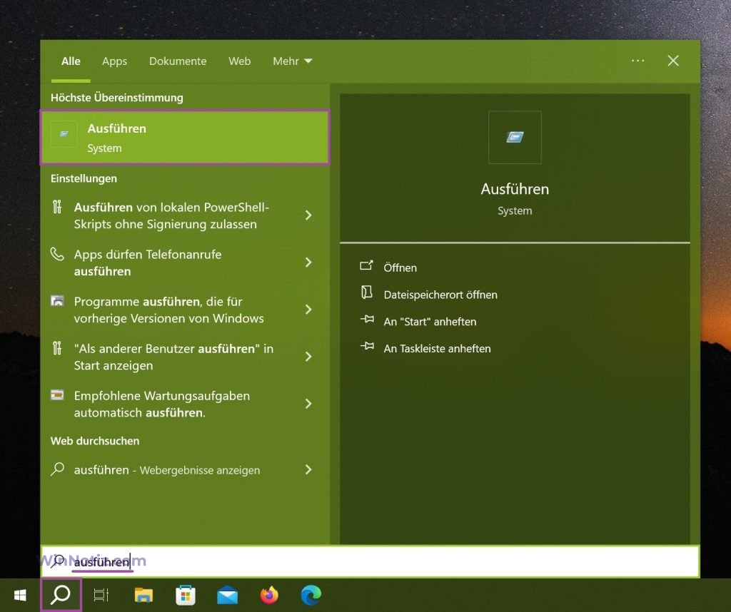 Ausführen Befehlsfenster öffnen - Windows - WinNotiz.com