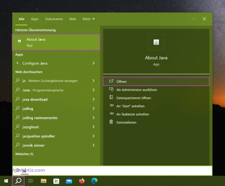 Java-Version herausfinden : Windows 10/11 - WinNotiz.com