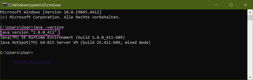 Java-Version herausfinden : Windows 10/11 - WinNotiz.com