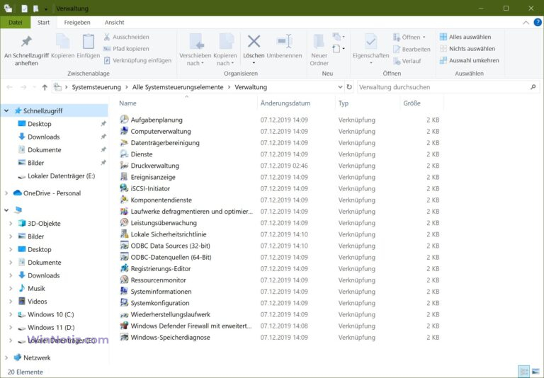 Systemverwaltungs-Tools in Windows 10 - WinNotiz.com
