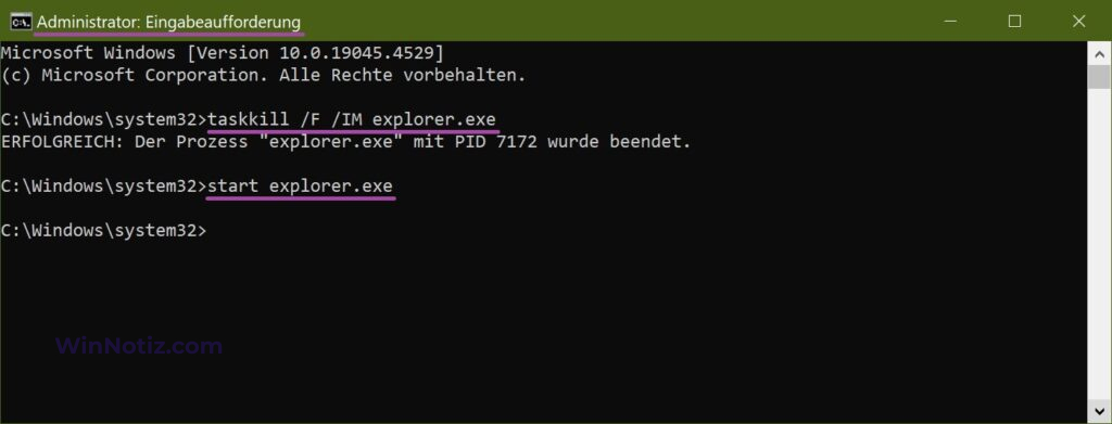 Windows-Explorer (explorer.exe) neu starten - WinNotiz.com