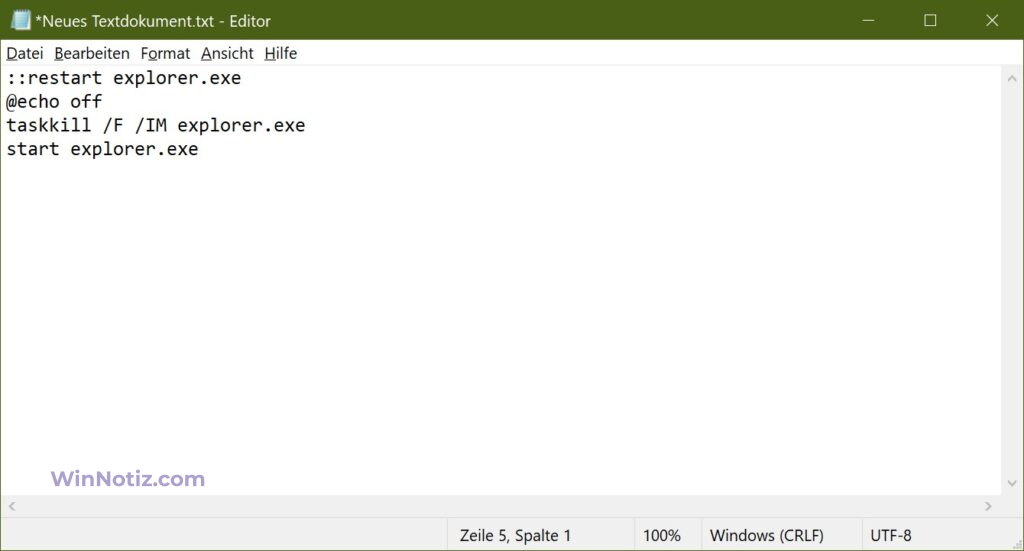 Windows-Explorer (explorer.exe) neu starten - WinNotiz.com